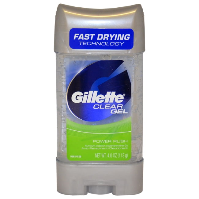 Clear Gel Power Rush by Gillette for Men - 4 oz Deodorant Stick ...