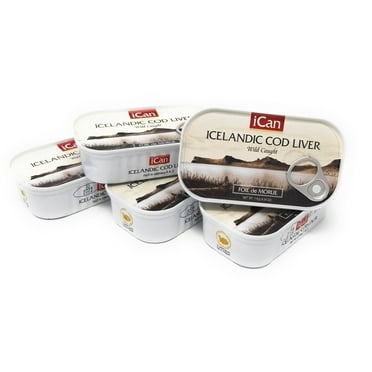 Icelandic Natural Cod Liver in Own Oil, 6.7oz Cans (Pack of 6), Wild ...