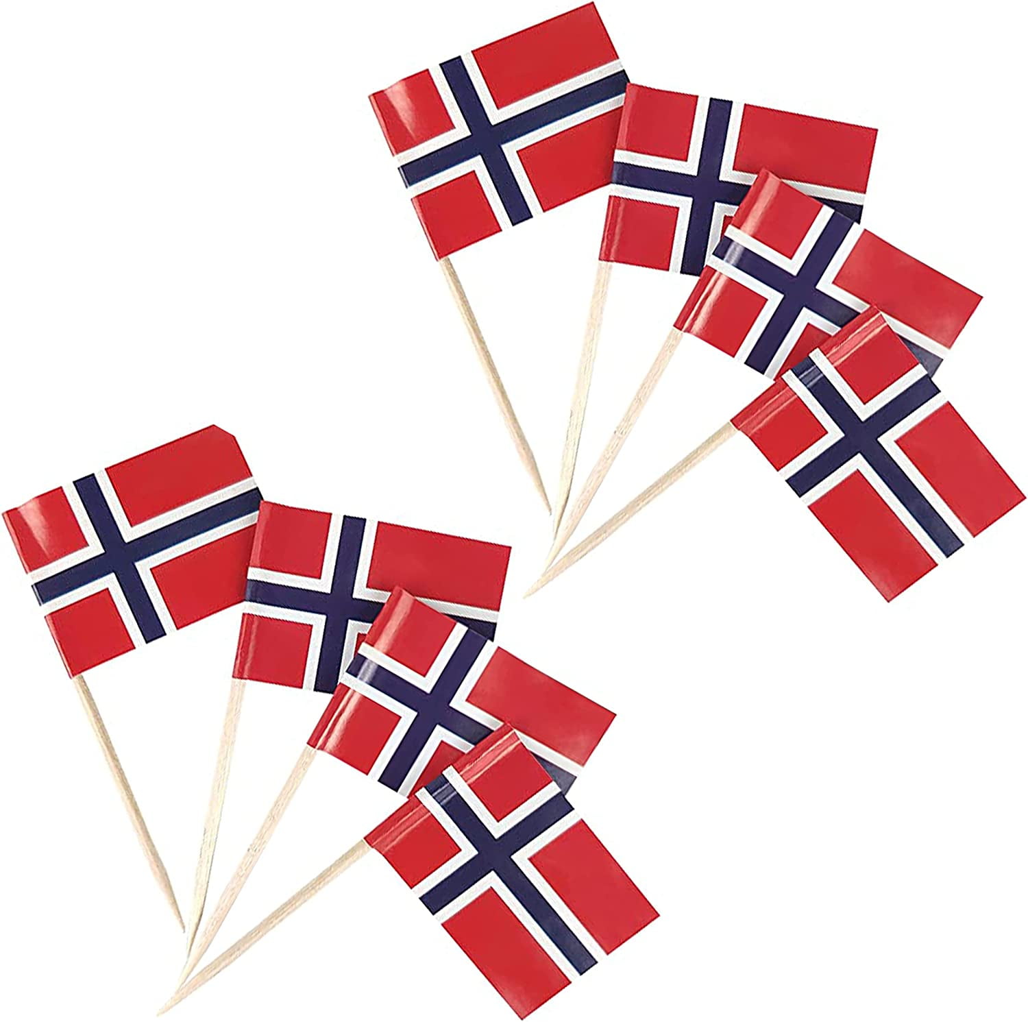 100 Pcs Norway Toothpick Flags,Cupcake Toppers Norway Flag, Food ...