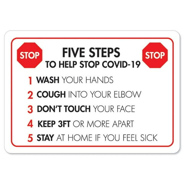 SignMission OS-NS-RD-710-25591 Coronavirus Notice Sign - Five Steps to ...