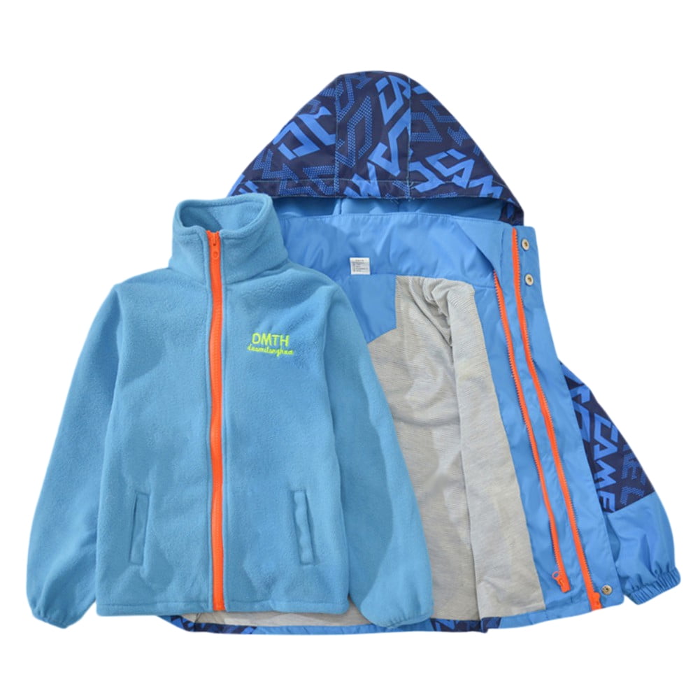 URMAGIC 3-13Y Child Boys Fleece Jacket Windbreaker 2-in-1 Fashion ...