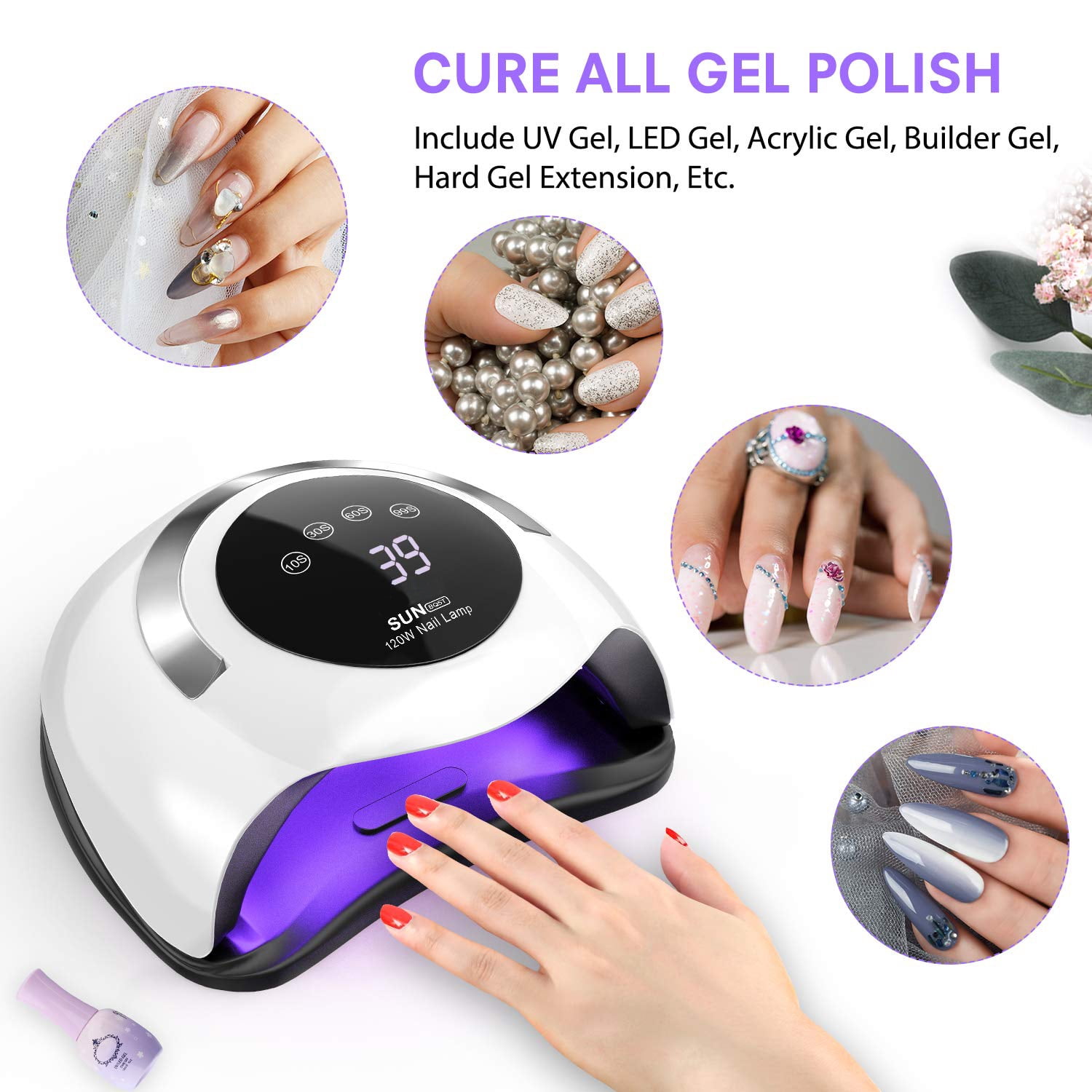 120w UV Nail Dryer Gel Nail Lamp Led Lamps for Gel Nail Smart Sensor ...