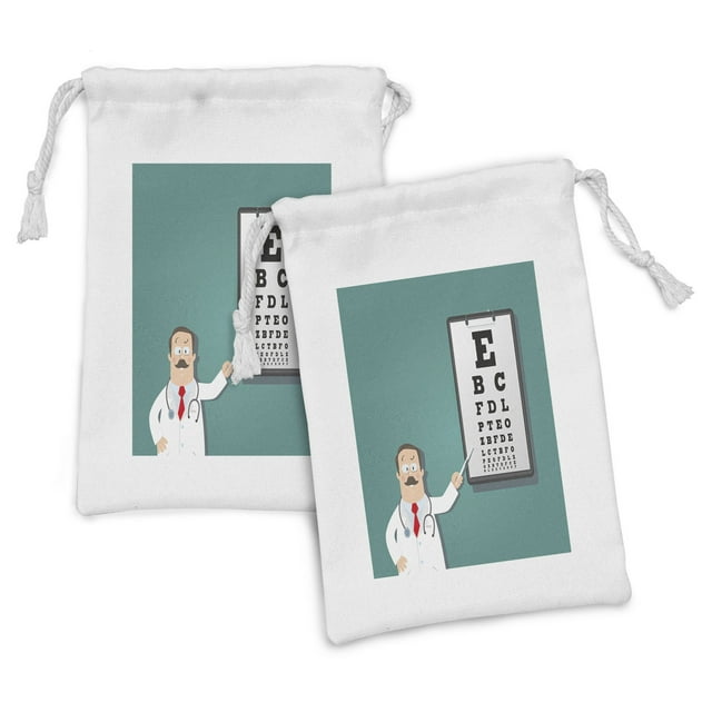 Eye Chart Fabric Pouch Set of 2, Presentation of an Optician Doctor ...