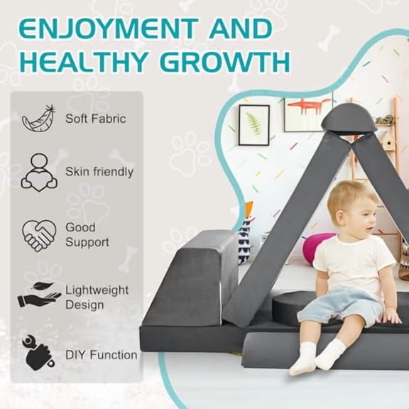 ABORON Kids Couch Play Set, 8PCS Modular Kids Sofa Couch Fold Out Couch ...
