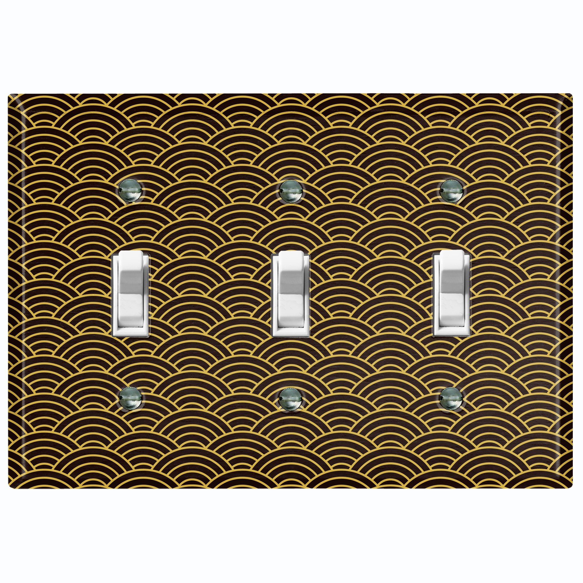 Metal Light Switch Plate Cover Japanese Sea Wave Pattern Black ...