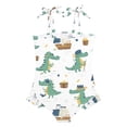 Alligator Boat Pattern Girls' One-Piece Swimsuit Bowknot Tie Shoulder ...