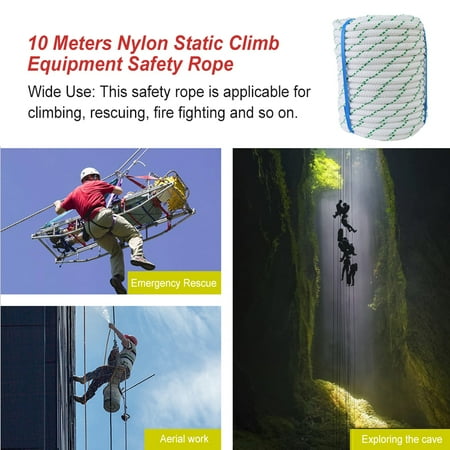 Safety Rope 10 Meters Nylon Static Climbing Equipment Working at ...