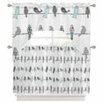 Birds on the Wire Teal Grey Swag Curtains Valance and Tier Set, Swag ...