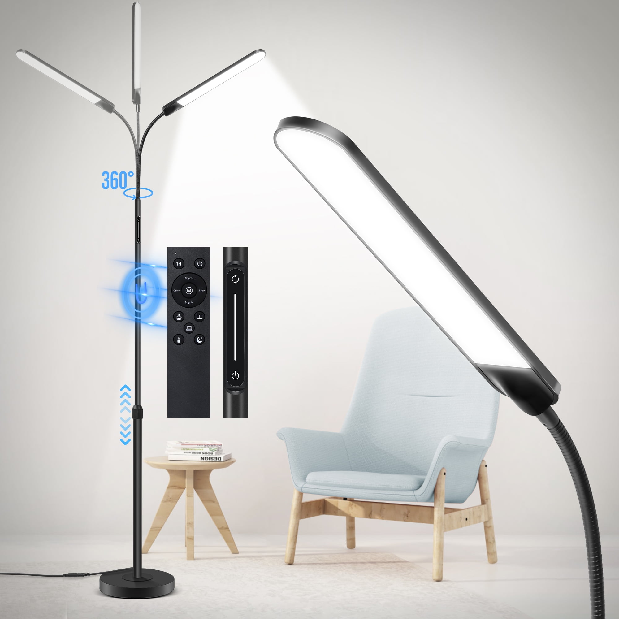 OUTON LED Reading Floor Lamp for Living Room, Tall Standing Lamp with ...