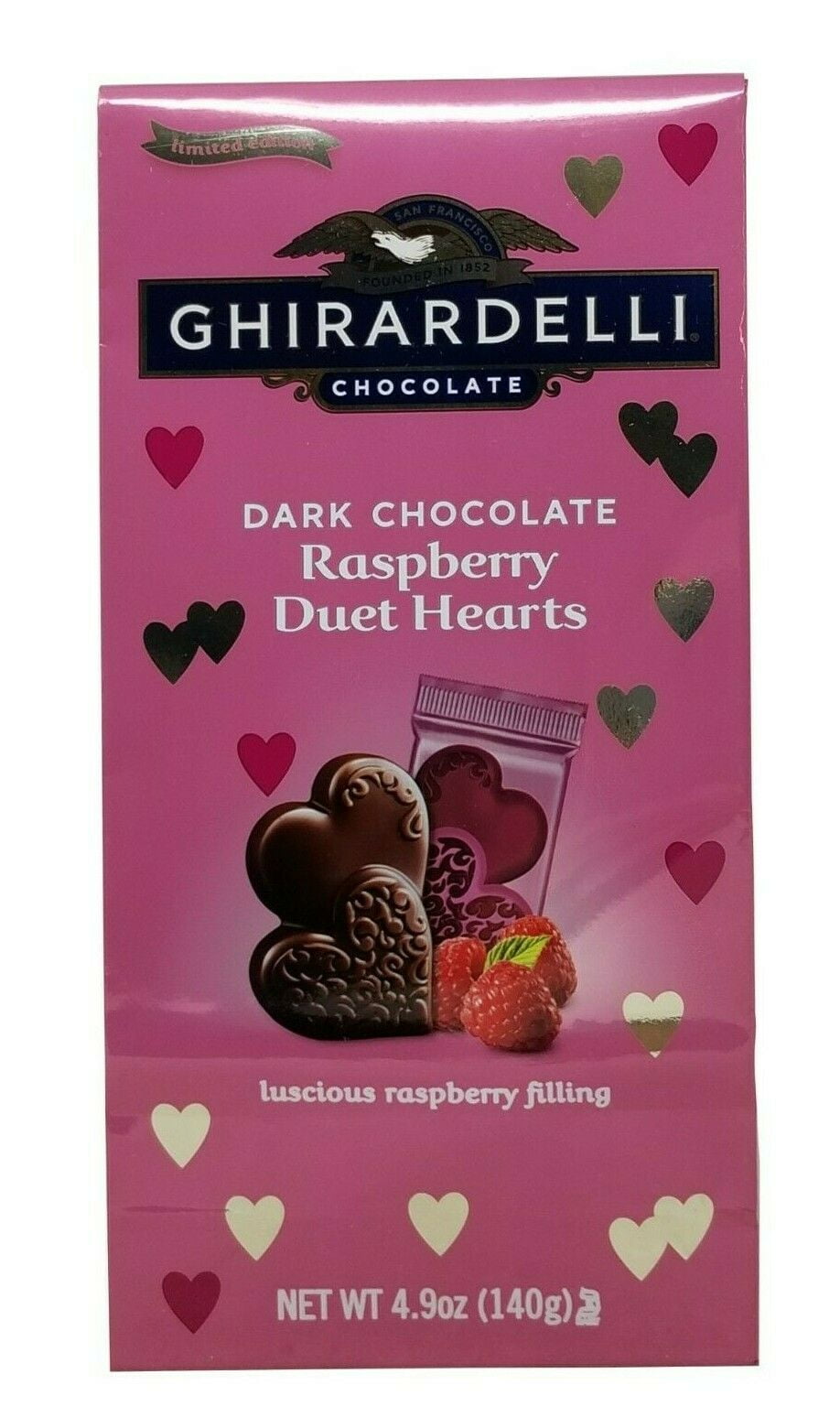 Ghirardelli Chocolate Dark Chocolate Raspberry Duet Hearts 49 Oz