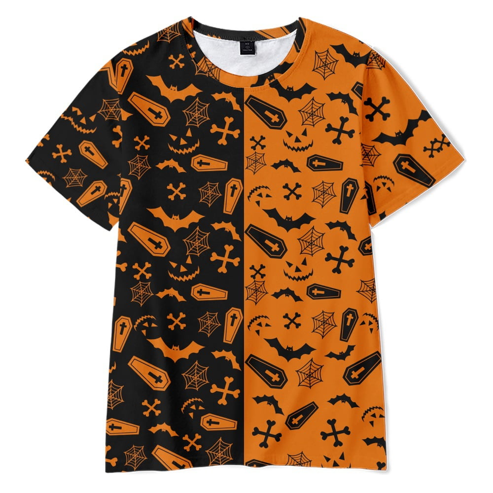 Halloween Button Up Shirt for Men Fun Pumpkins Printed Casual Short ...