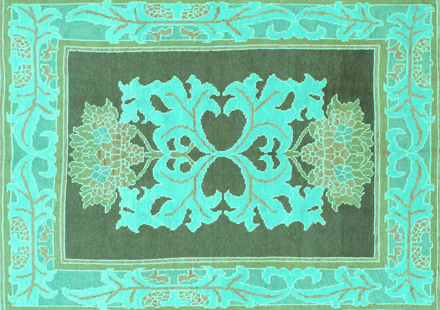 Ahgly Company Machine Washable Indoor Rectangle Abstract Turquoise Blue ...