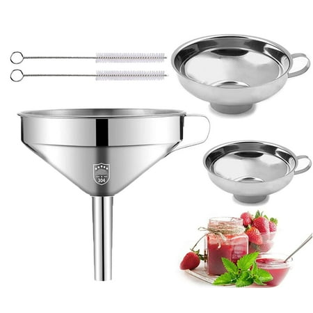 2 Wide Mouth funnels+1 Stainless Steel Funnels for Filling Bottles(with ...