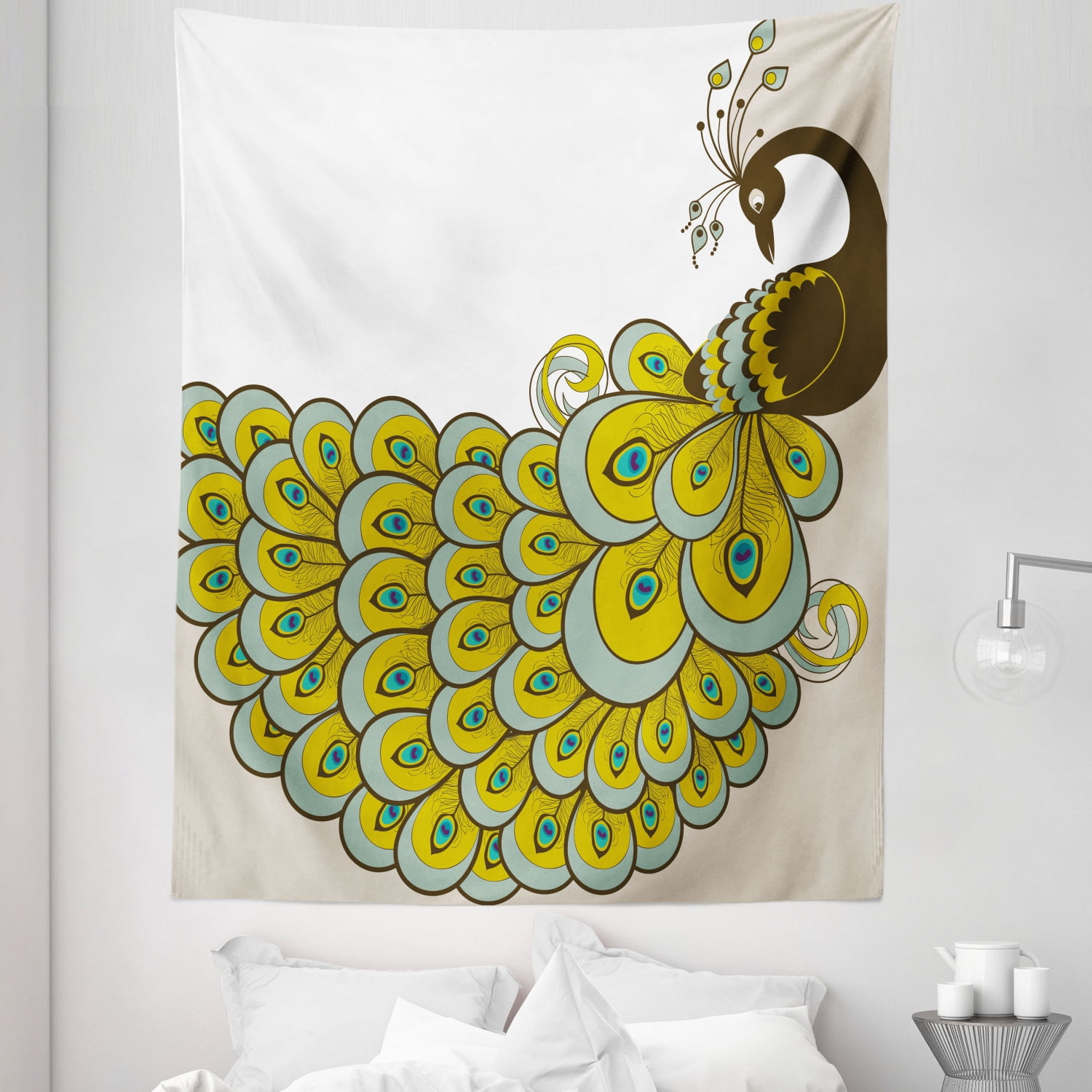 Animal Tapestry, Peacock with a Colorful Tail Design Bird of ...