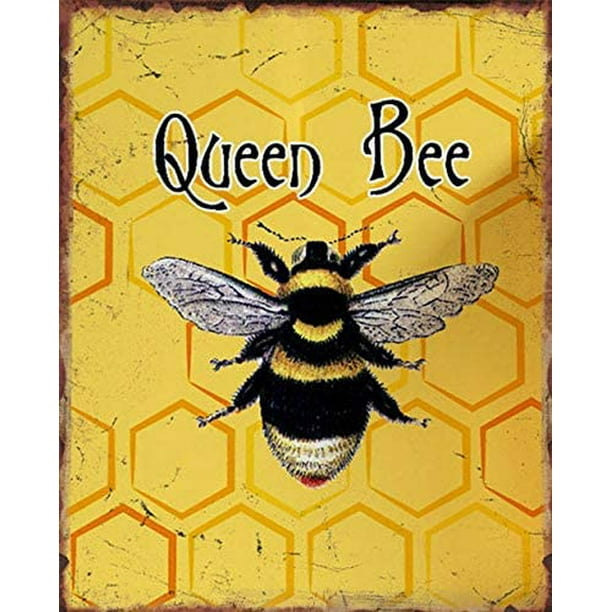 Queen Bee Honey Bee Bumble Bee Metal Tin Sign Men Women,Wall Decor for ...