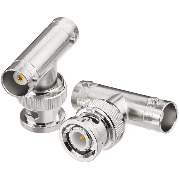 Superbat BNC Splitter, BNC Male to Double Female Adapter 3 Way T Type Triple Connector RF Coax ...