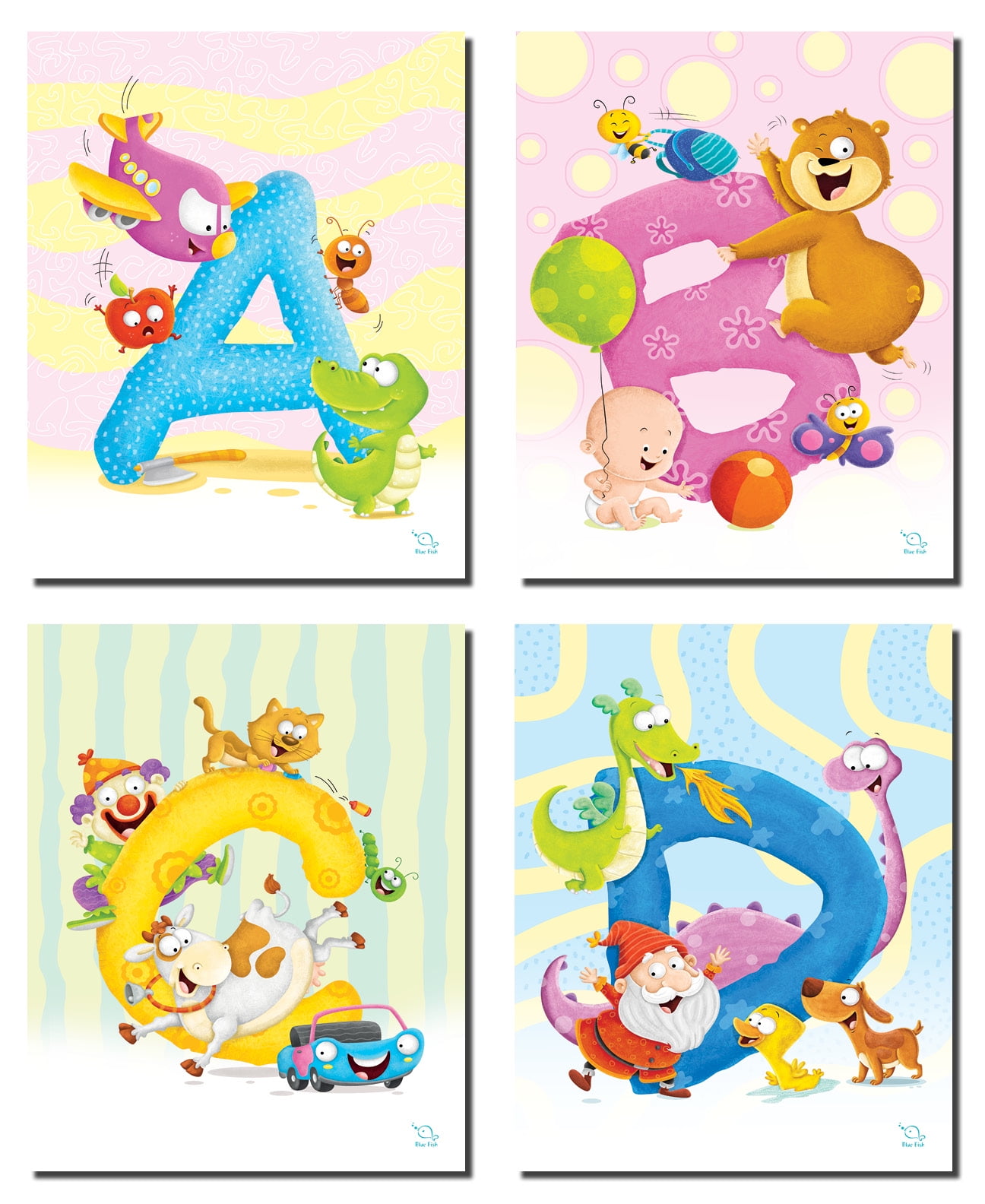 Popular Cartoon Animal Alphabet ABCD ; Nusery or Child's Room Decor ...