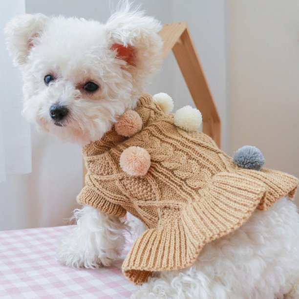 Dogs Sweater Dress With Bowtie Checkered Winter Sweater Clothes Apparel ...