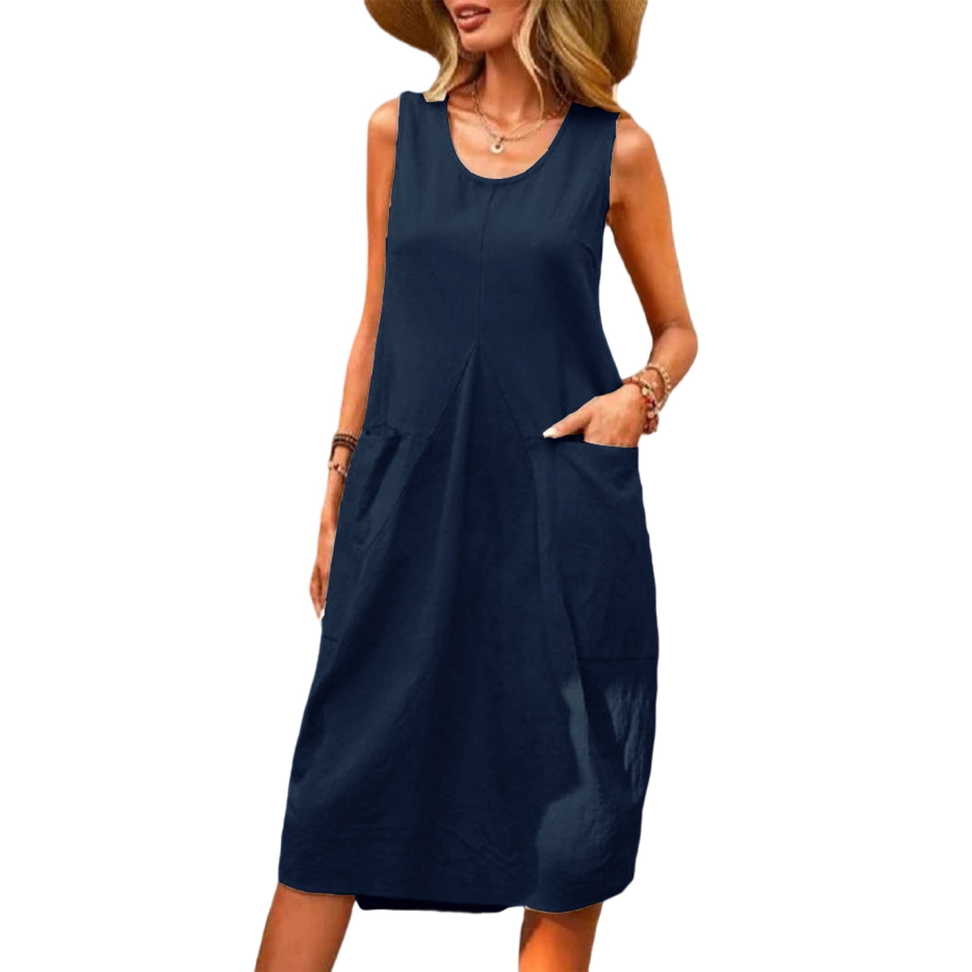 Click here for Bellella Ladies Sundress U Neck Midi Dress Plus Si... prices