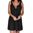 Asgosdo Women Summer Tank Dresses V Neck Sleeveless Drawstring Side ...