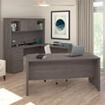 Atlin Designs Modern Wood U Shape Computer Desk with Hutch in Bark Gray ...
