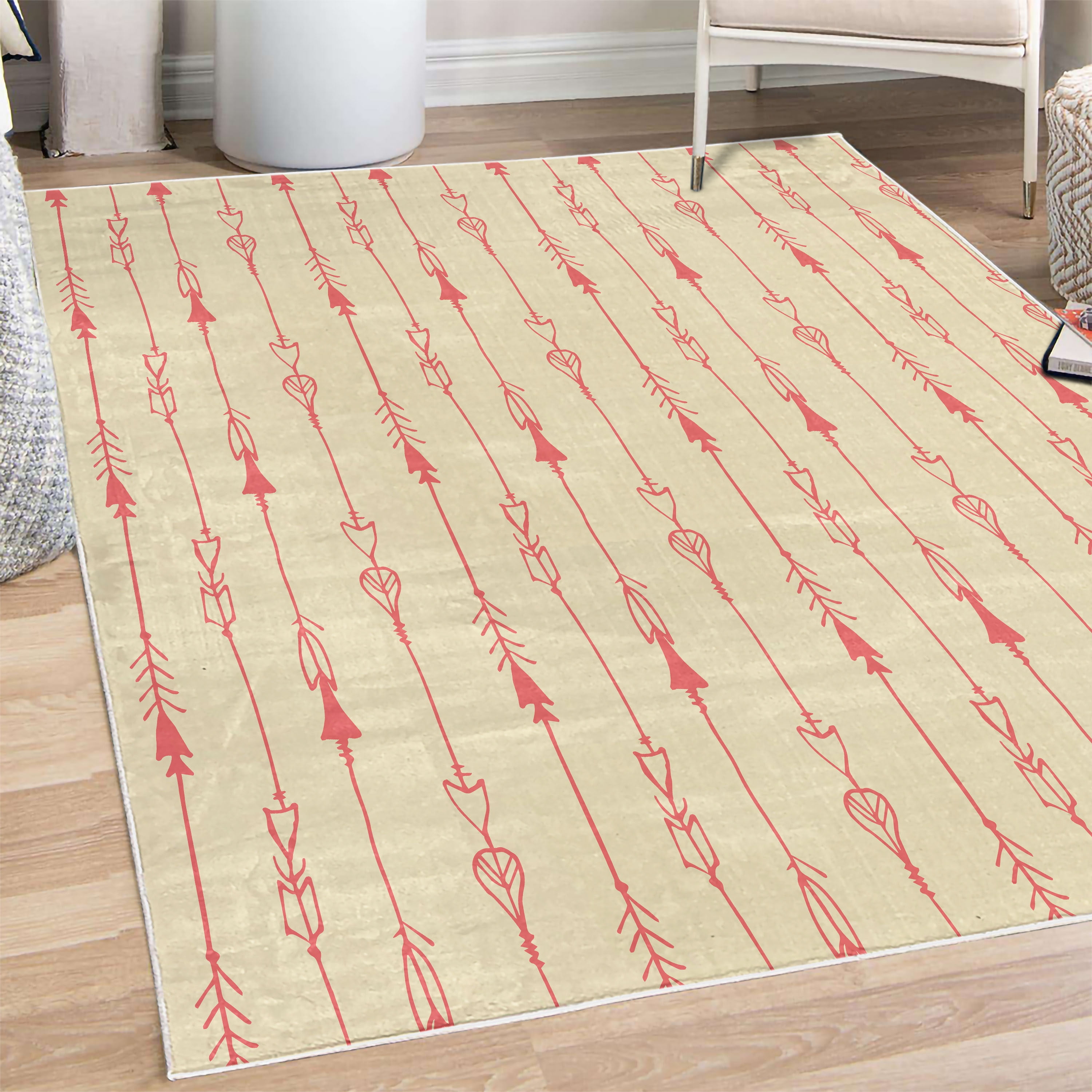 Arrow Decorative Rug, Hand Drawn Repetitive Sticks Pattern Vintage ...