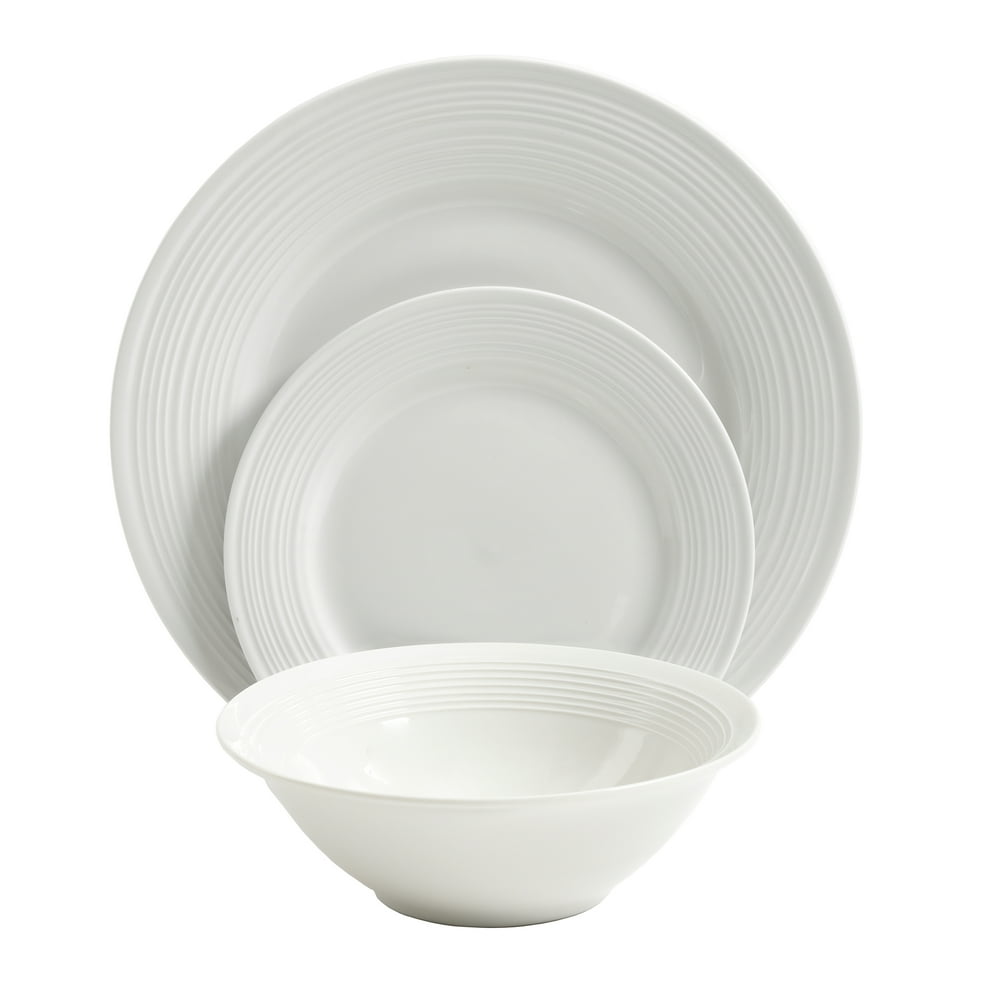 Gibson Home Everyday Embossed 12-Piece White Dinnerware Set - Walmart ...