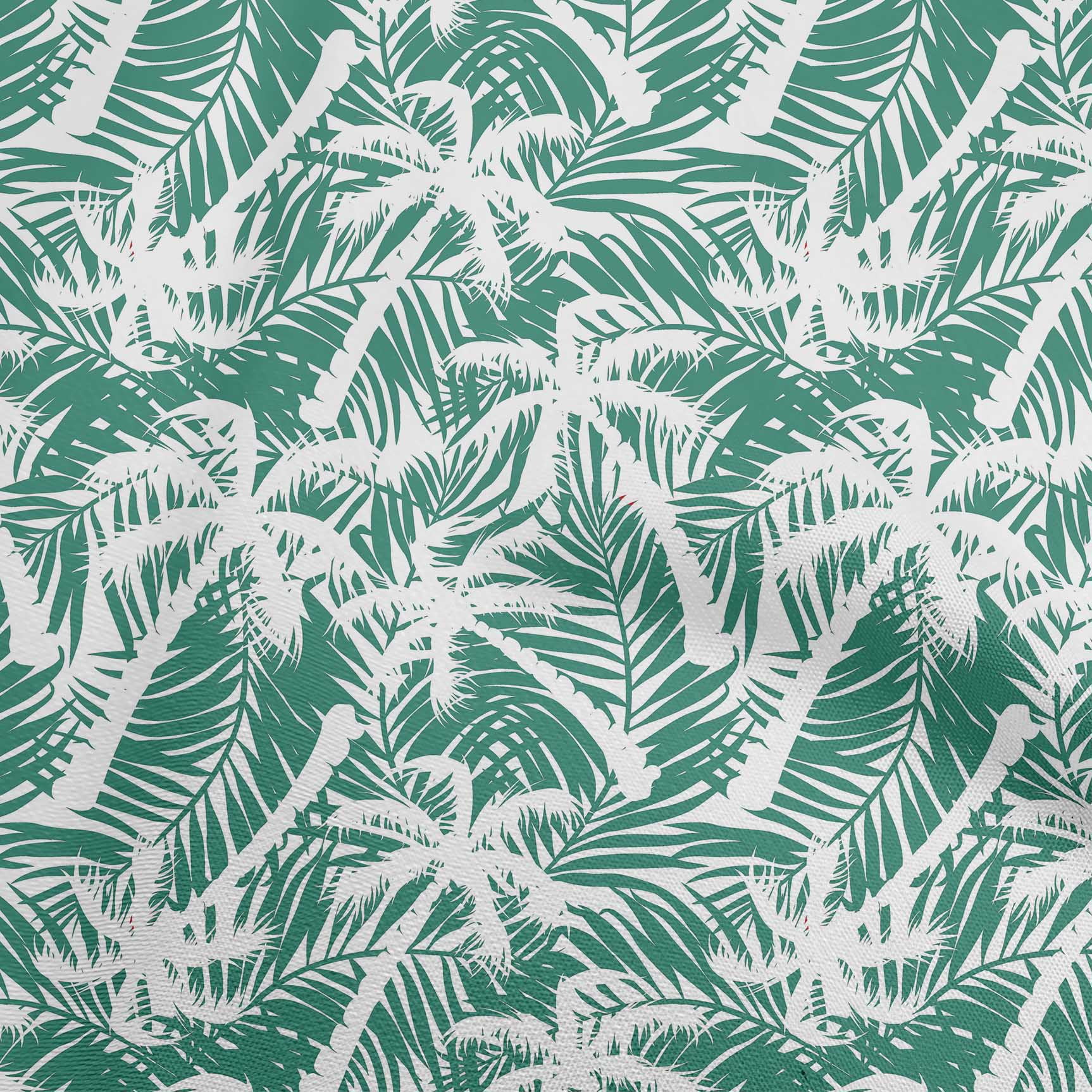 oneOone Silk Tabby Dark Teal Green Fabric Tropical Palm Tree Craft ...