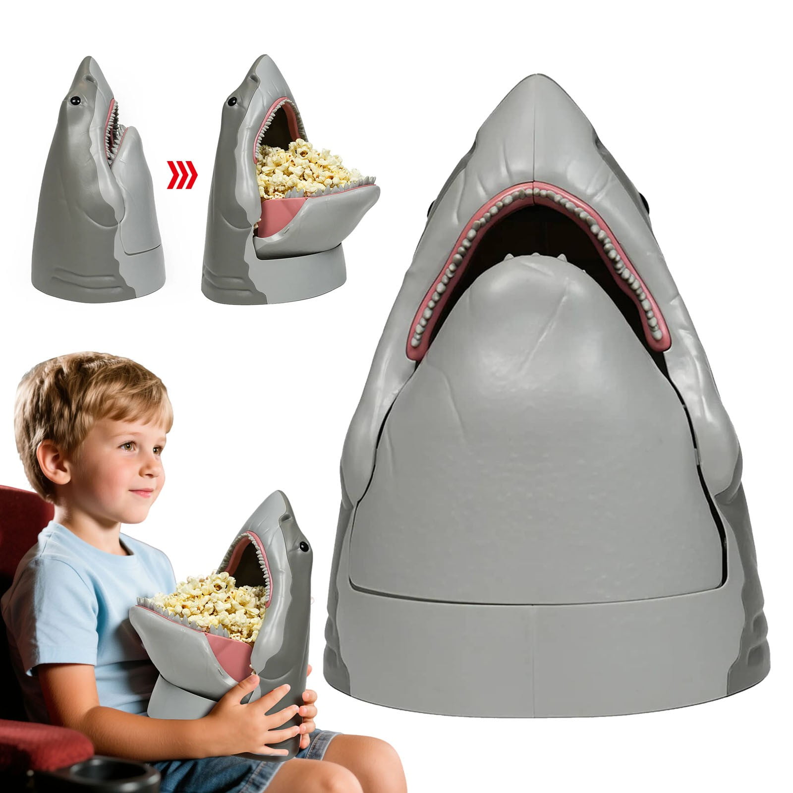 Jaws 50th Anniversary Shark-Shaped Popcorn Bucket, Food-Grade Silicone ...