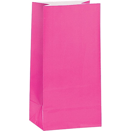 Unique Industries Pink Solid Print Party Bags, 12 Count - Walmart.com