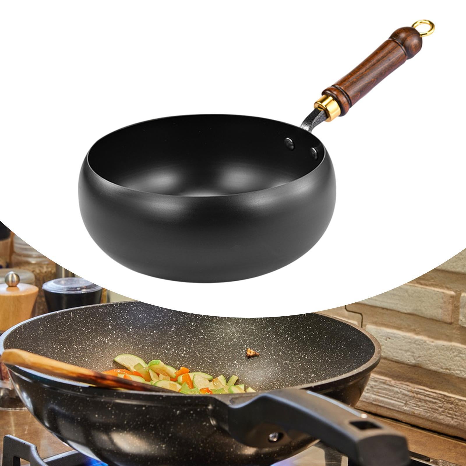 de inducción de gas de fondo antiadherente Wok Manejo de madera Many de ...