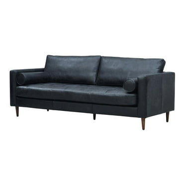 Crafters and Weavers Waco Contemporary Italian Leather Sofa in Light ...