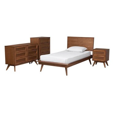 Free Shipping! Baxton Studio Melora Mid-Century Modern Walnut Wood King ...