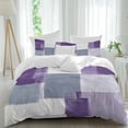 4 Piece Duvet Cover Set Queen, Abstract Geometric Purple Color Block ...