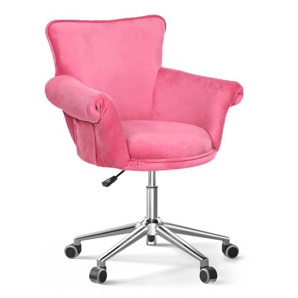 MoNiBloom Desk Chair Makeup Vanity Chair with Armrests 360 Swivel Mid Back Upholstered Rolling Task Chair Girls Home Office Chair Height Adjustable