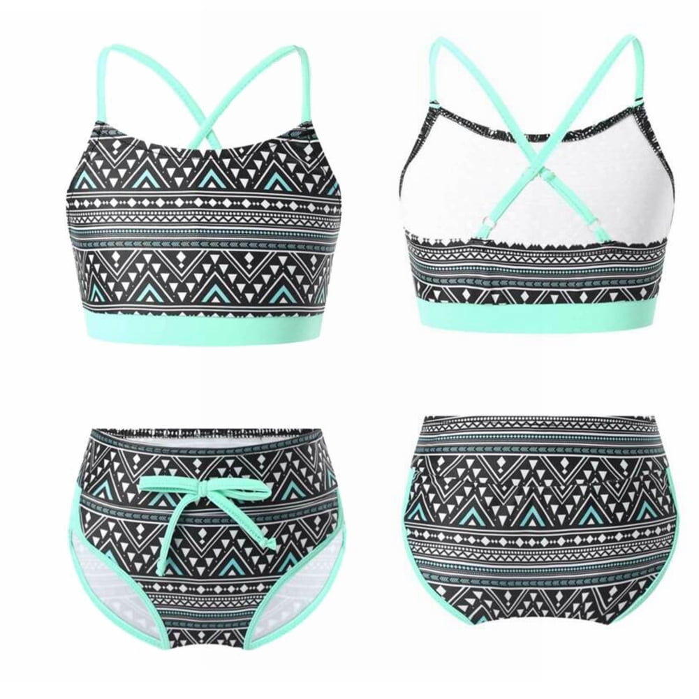 DPOIS Kids Girls 2 Piece Bohemian Tankini Set Criss Cross Bikini ...