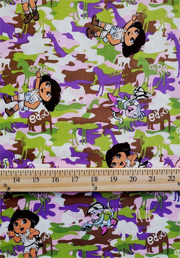 100% Cotton Fabric Nickelodeon's Dora The Explorer, Dora And Boot Print ...