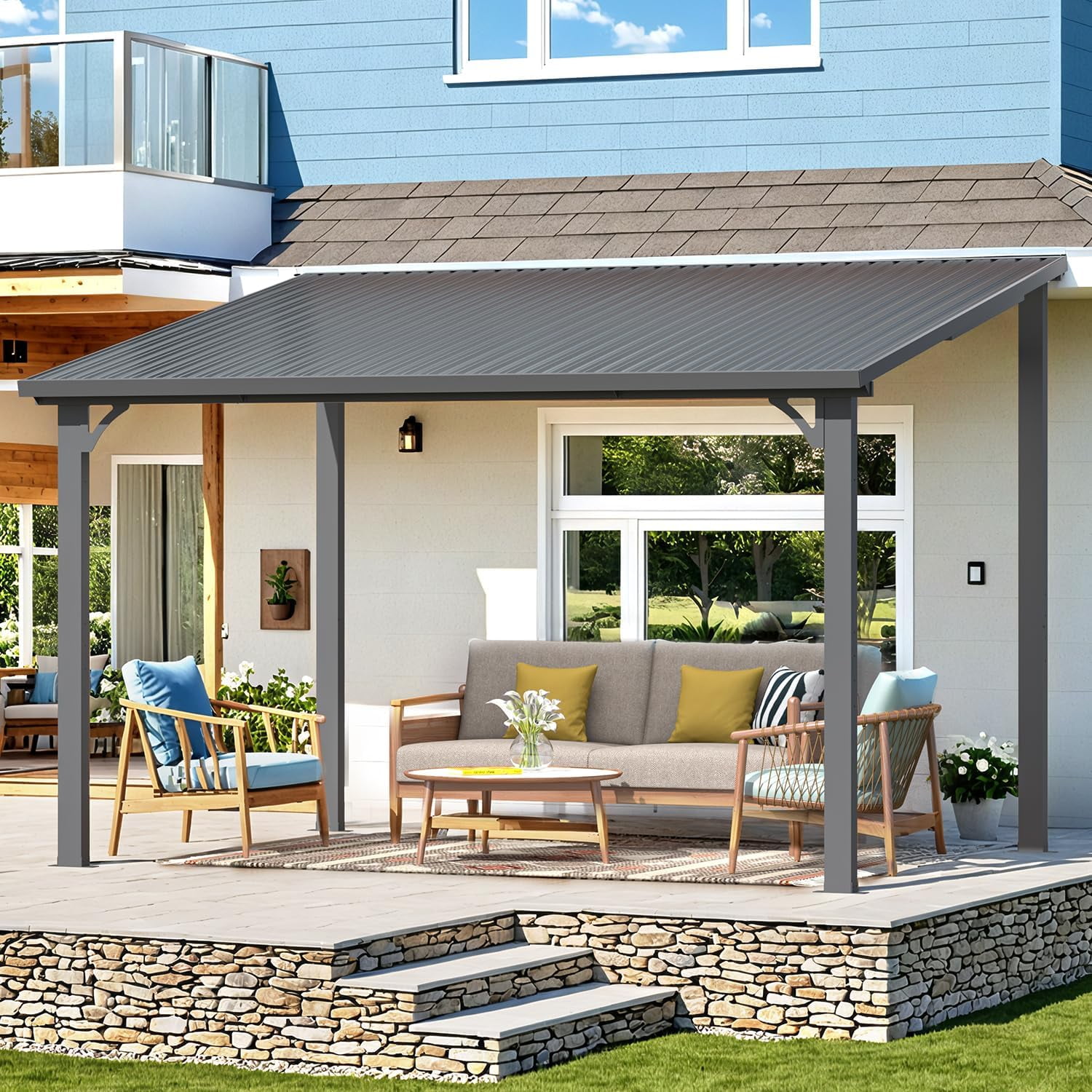 Click here for Aecojoy 12 X 8 Hardtop Pergola Gazebo  Wall-Mounte... prices
