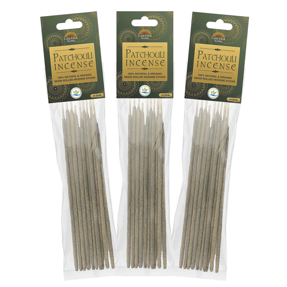 Set of 3 Patchouli 100% Natural and Organic Resin Rolled Incense Sticks ...