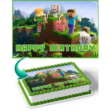 Custom Minecraft Edible Cake Topper, Personalized Pixel Style Image, 1/ ...