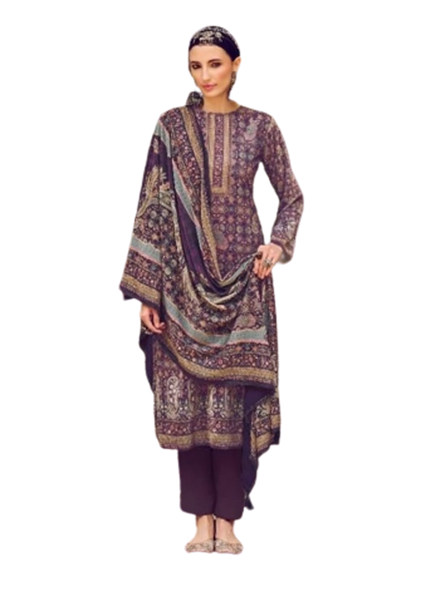 Purple Muslim Digital Printed Salwar Kameez Woman Party Pakistani ...