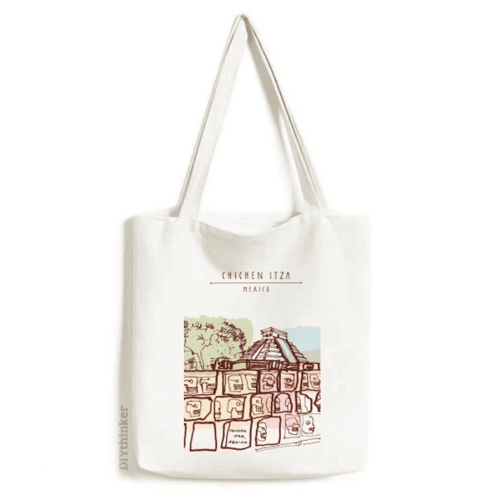 Chichen Itza Mexico Ancient Civilization Drawing Tote Canvas Bag ...