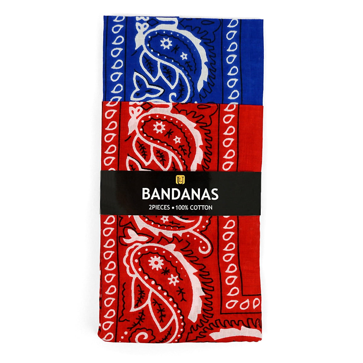 2 Color Pack Bandanas for Men & Women, 21 x 21" - 100% Cotton Bandana ...