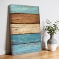 Brown Light Blue Wood Grain Canvas Wall Art for Living Room, Striped ...