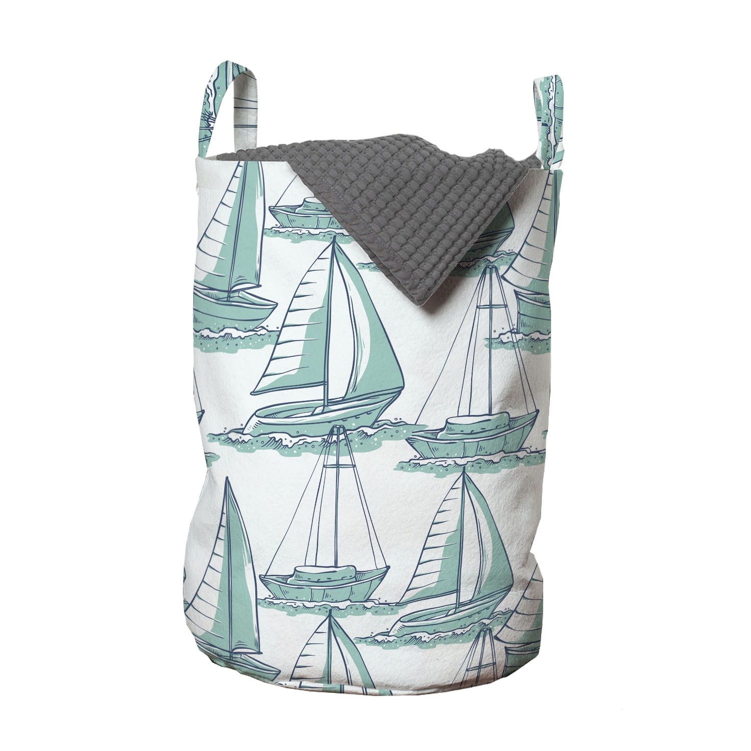 Marine Laundry Bag, Continuous Nautical Themed Pattern of Sailboats ...