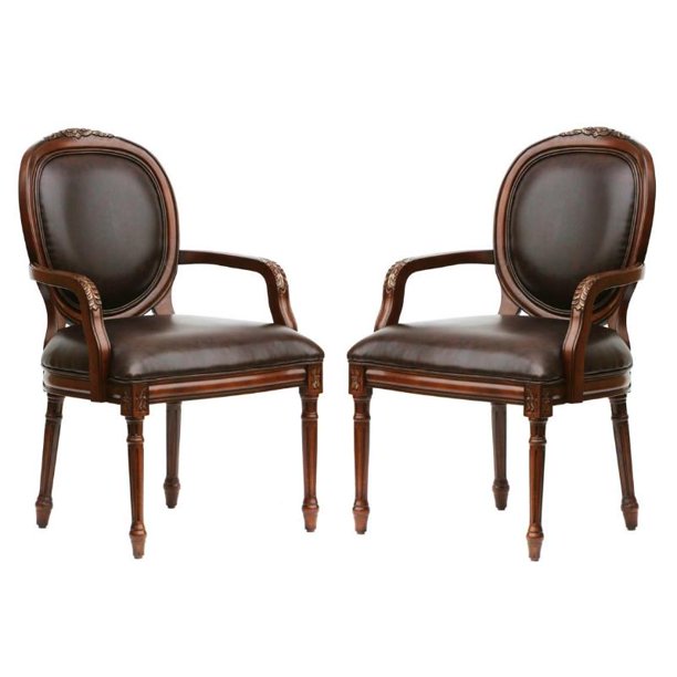 Home Square 2 Piece Bonded Leather Upholstery Accent Chair Set in Brown ...