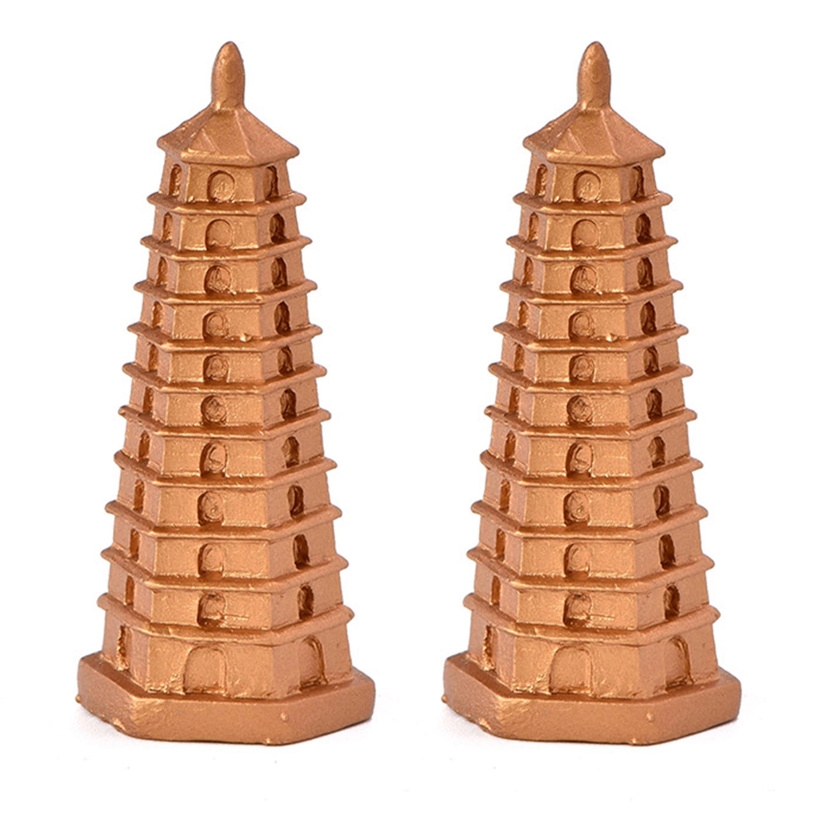 SPRING PARK 2Pcs Miniature Decor Pagoda Shape Resin Statue Model ...