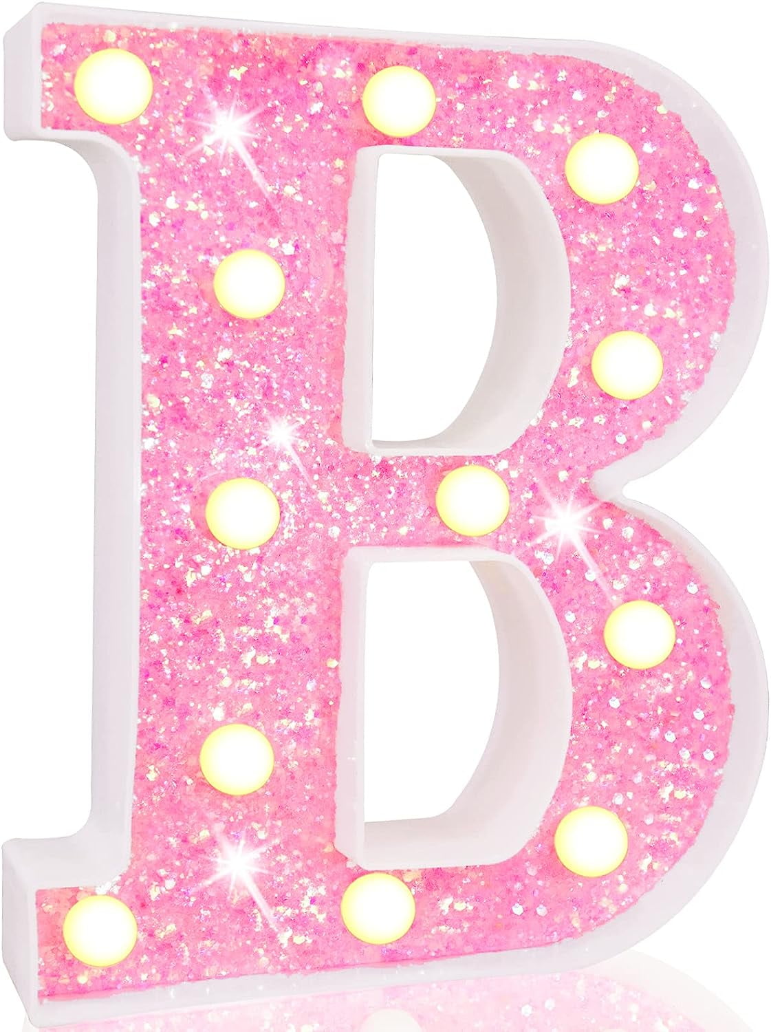 LED Marquee Letter Lights, Light Up Pink Letters Glitter Alphabet ...