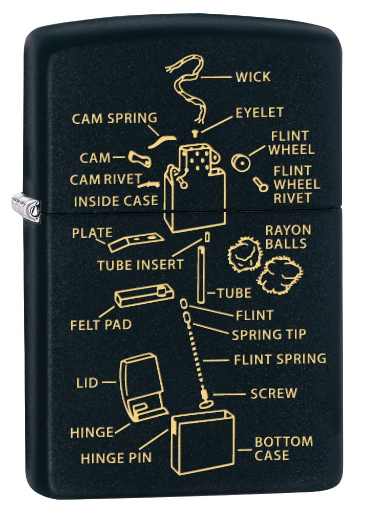 Zippo Lighter: Anatomy of a Lighter, Engraved - Black Matte - Walmart.com