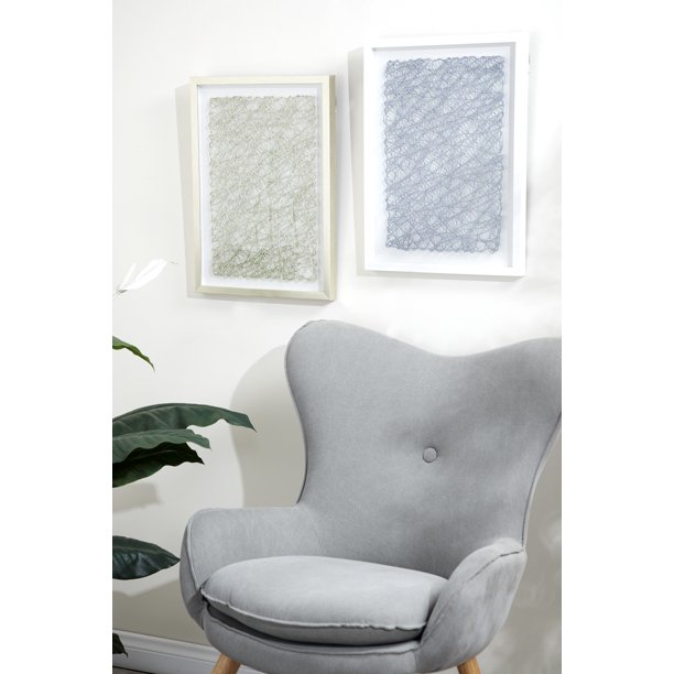 Decmode 16” x 21.5” Silver & Gray Abstract String Art Shadow Box Wall ...